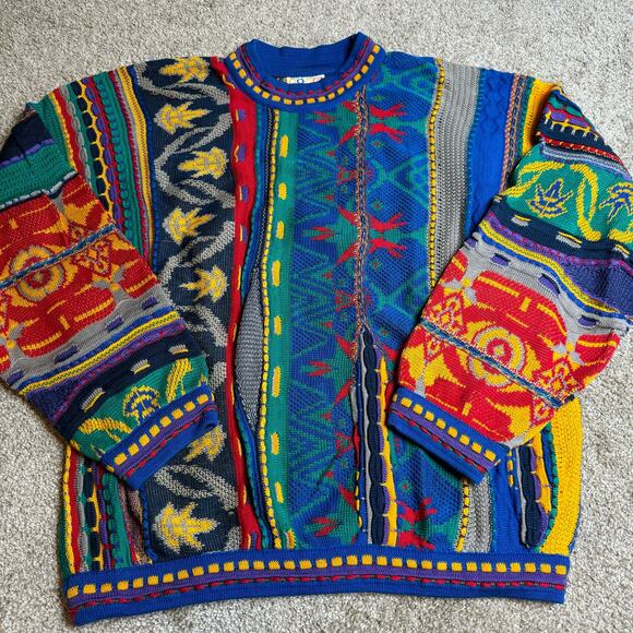 COOGI | Sweaters | Vintage Coogi Sweater Neon Crayon Vibrant Mens M ...